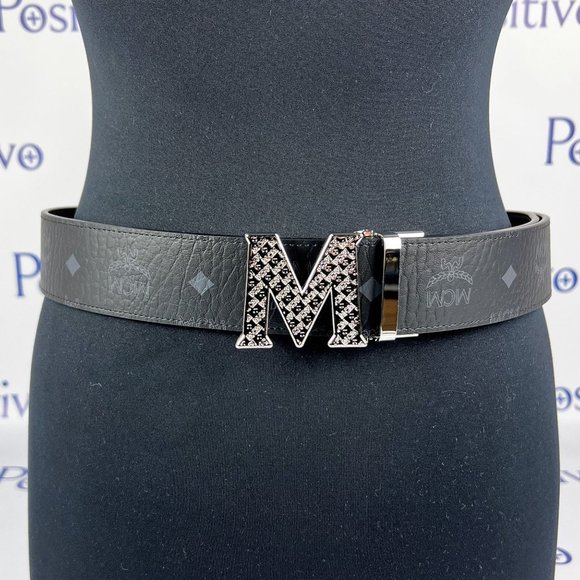 MCM | Accessories | Mcm Mens Claus Silver Textured M Buckle Black ...